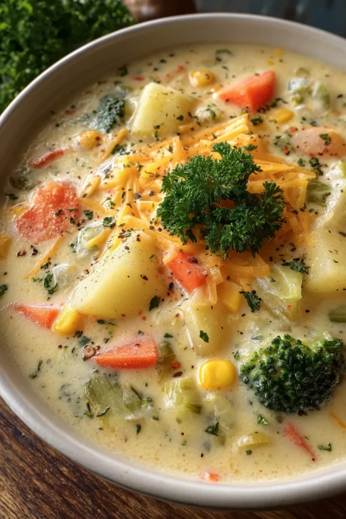 Cheesy Vegetable Chowder – Fast Comfort Food