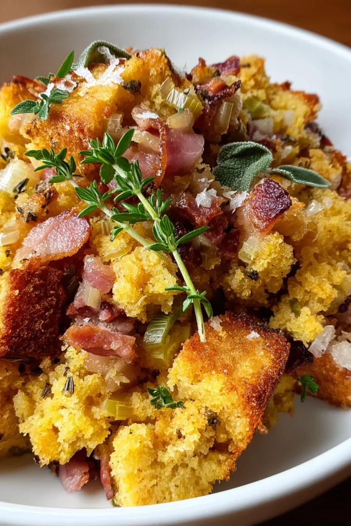 Corn Bread Stuffing with Bacon and Sage – Fast Comfort Food
