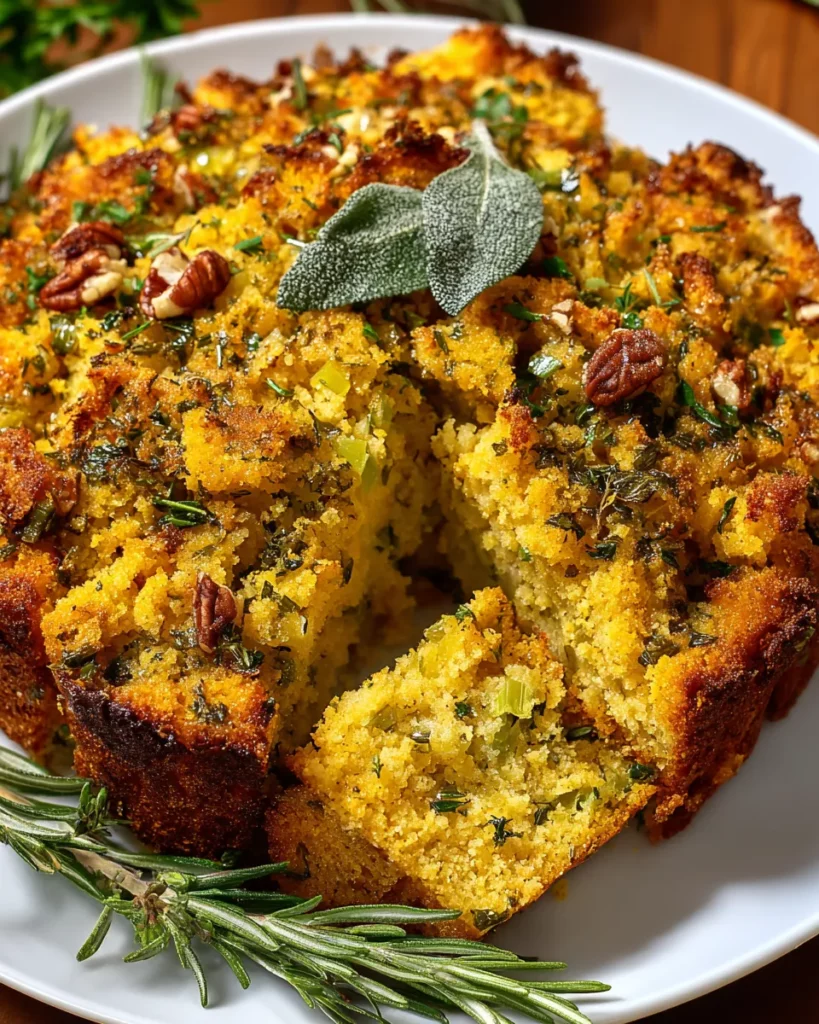Savory Baked Cornbread Dressing with Herbs and Spices – Fast Comfort Food