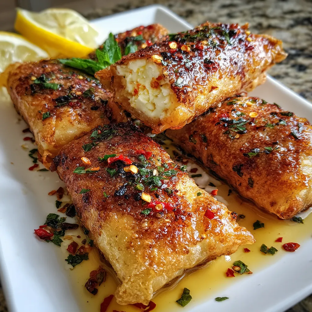 Oven Fried Feta Rolls with Chili Honey – Fast Comfort Food